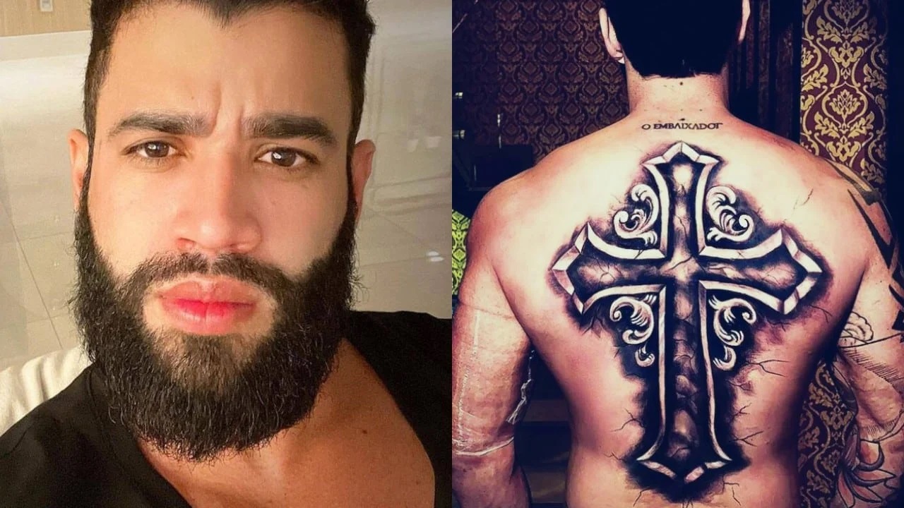 Gusttavo Lima ostenta nova tatuagem e vira alvo de chacota: ‘Ficou torta’