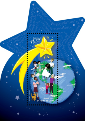 Estrela de Natal estampa bloco comemorativo dos Correios