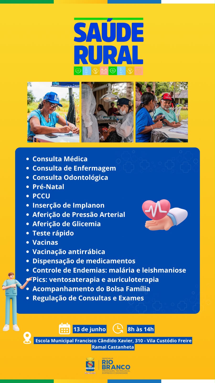 Saúde Rural chega à Vila Custódio Freire e deve atender 300 famílias