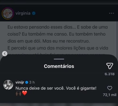 Virginia desabafa sobre ataques nas redes e recebe apoio
